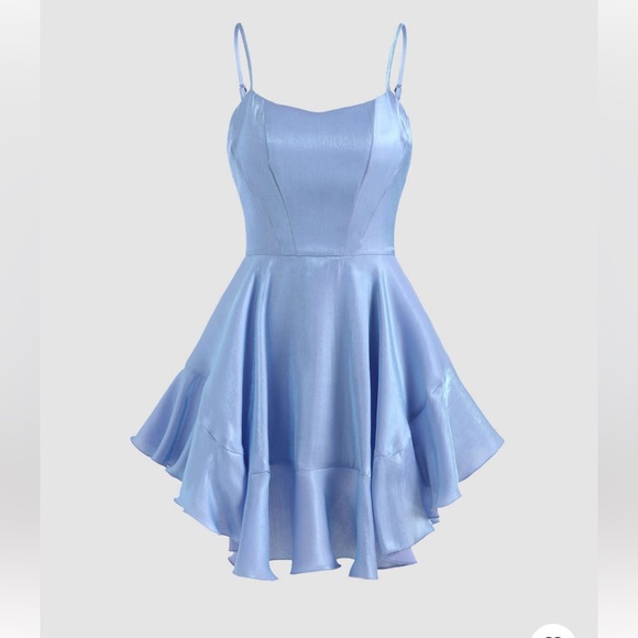 Cider | Dresses | Blue Ruffle Mini Dress | Poshmark